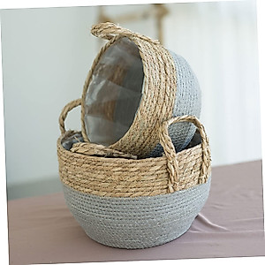 TOYANDONA 2pcs Straw Storage Basket Woven Plant Pot Blanket Basket Rattan Planter Planter Seagrass Plant Basket Round Key Bowl Straw Plant Basket Baskets Snack Child Storage Rack