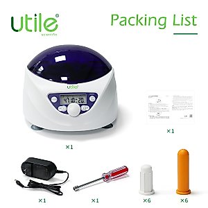 Utile Lab PRP Benchtop Centrifuge Machine with LCD Display, 6x15mL/10mL/7mL/1.5-5ml Lab Centrifuges 300-5000RPM Max. 2600xg RCF for Laboratory School, 4620.3004.1