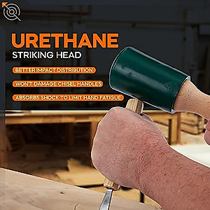 Schaaf Wood Carving Tools 15oz Small Wooden Mallet | Wood Tools Woodworking | Wood Hammer | Comfortable Handle Reduces Hand Fatigue | Urethane Reducer Noise, Absorbs Force to Protect Woodworking Tools