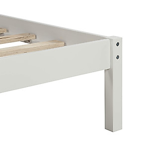 Aiuyesuo Modern Queen Size Platform Bed with Headboard, Wooded Platform Bed Frame with Strong Wood Slat Support, No Box Spring Needed, Easy Assembly (White-YU0OW)