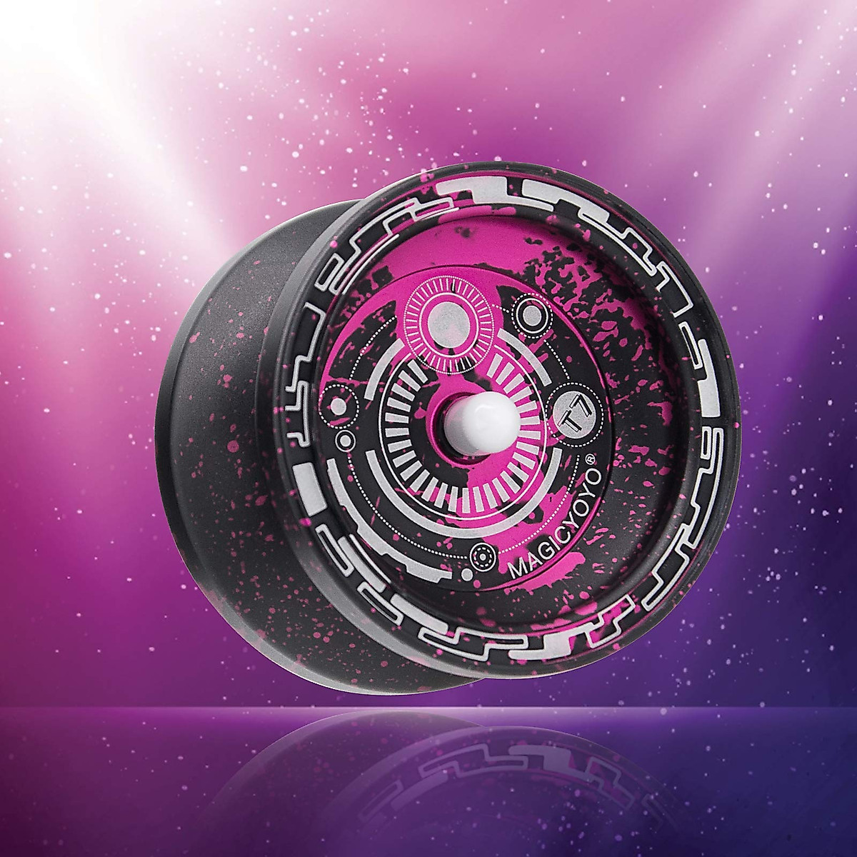 Yoyo T7 Responsive Yoyo for Kids, Aluminum Metal Beginner Yoyos with Narrow C Yoyo Bearing and Extra 5 Yoyo Strings + Yoyo Bag+ Yoyo Glove (Black&Pink Color)