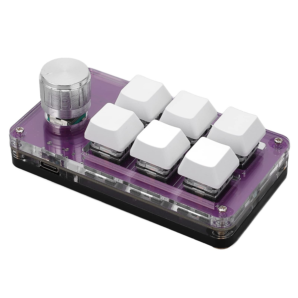 Oreilet One Handed Mechanical Gaming Keyboard, Multifunctional Shortcut Programmable Gaming Keypad with 6 Keys & Knob, USB Custimize DIY Keypad for Game Media Player