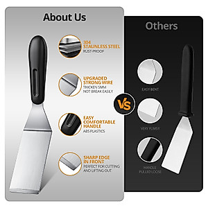 Moohemoo Small Spatula 2PCS, Mini Stainless Steel Metal Spatula Set for Kitchen, Cutter and Serve Turner for Serving, Flipping or Cooking, Ideal for Eggs, Lasagna, Brownie, Cookie, Cakes & Pancakes