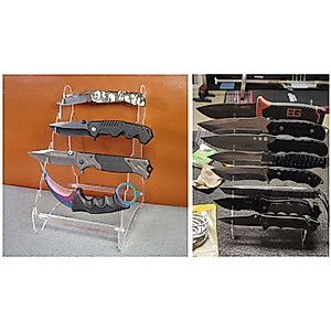NC HAISDA Heavy Duty acrylic Knife Display Stands,Pocket Knives Easel Holder,Hunting Survival Knife Rack,1 piece (Eight Layers)
