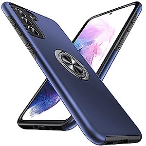 Anqrp Hidden Series Galaxy S21 Case 5G, [Heat Dissipation] [No Fall-Off Kickstand] 360° Metal Ring, Military Grade Shockproof Protective Phone Case Designed for Samsung Galaxy S21, Midnight Blue