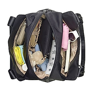 Storksak Alexa Luxe Leather Shoulder Bag Diaper Bag, Black