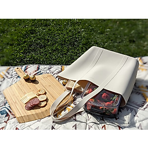 Bellwood Silicone Tote Shoulder Bag for Shopping Grocery Beach Pool Camping, Minimalism Standable Waterproof Washable, White