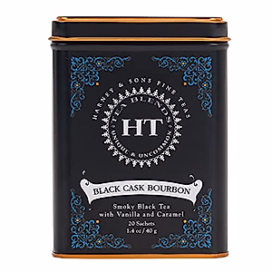 Harney & Sons Black Cask Bourbon Tea, 20 Sachets of Smoky Black Tea with Light Caramel Flavors