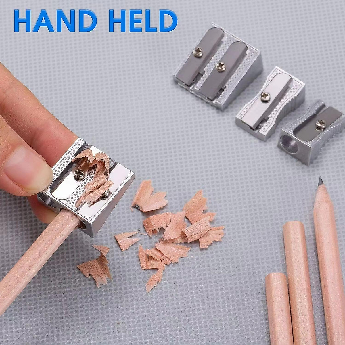 OFiSEXPT 4pcs Colored Pencil Sharpener, Manual Pencil Sharpener Dual Holes, for Kids Adults Students School Class Home Office