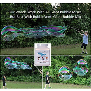 E-KNOW Bubble Wand, 4 Pack Giant Bubble Wand Outdoor Toy for Kids, Recyclable Stainless Steel, Telescopic Design Bubble Party Favors,Works Best with Bubbleventi Bubble Mix