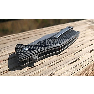 REVO NESS FOLDING KNIFE BLACK CARBON FIBER HANDLE NESSMUK BLADE PLAIN EDGE REV008CF