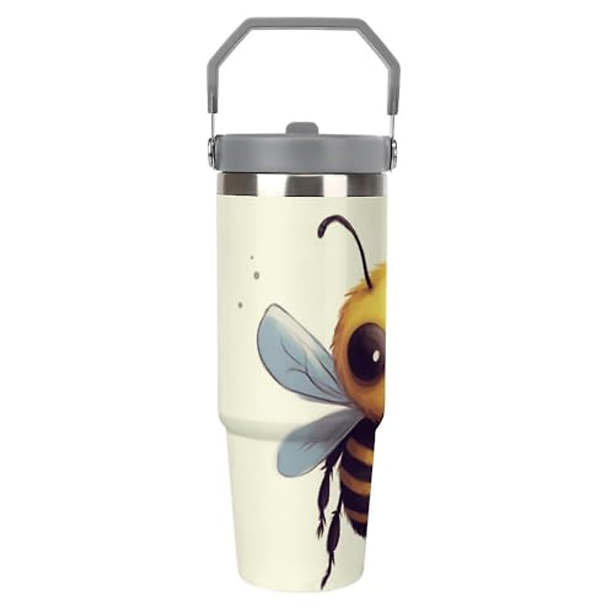 YTLKGFP 30 Oz Large Capacity Car Cup Cute Bee Tumbler with Handle Straw Lid Insulated Stainless Steel Water Bottle Travel Mug Leak-proof Car Cup Keeps Cold Or Hot