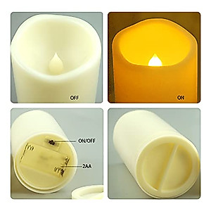 2WDECOR Outdoor Battery Operated Flameless Candles with Timer, Realistic Flickering Plastic Fake Electric LED Pillar Lights Waved Edge for Home Garden Wedding Party Christmas Decor 3x5 Inches 2-Pack