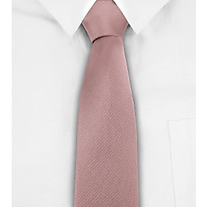 TASTION Mens Dusty Rose Ties for Men Classic Wedding Necktie Solid Light Blush Pink Tie Formal Business Satin Silk Wedding Bridegroom Tie