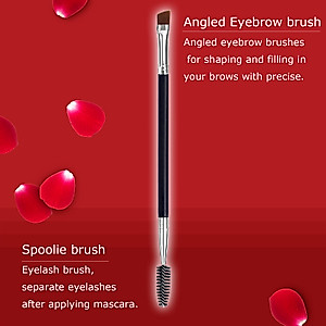 Duo Eye brow Brush, Angled Eyebrow Brush and Spoolie Brush, Eyelash Comb Eyebrow Brush Tool (1 Pcs)
