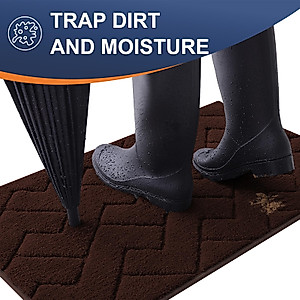 OLANLY Indoor Door Mat, 30x20, Dirt Resistant and Absorbent, Sturdy Non-Slip Rubber Backing, Easy to Clean, Washable Entry Mat, Ideal Low-Profile Mat for Front Back Door and Entryway, Dark Brown