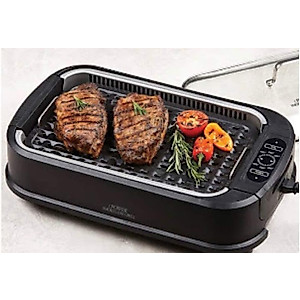 Smokeless Indoor Electric Grill With Tempered Lid Interchangeable Griddle Plate OPEN BOX
