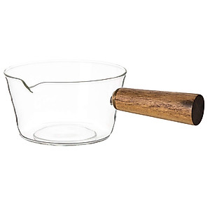 UPKOCH Coffee Milk Cup Glass Saucepan Stovetop Pot Cooking Transparent Saucepan With Handle Borosilicate Glass Non Stick Milk Butter Warmer Pot Minutes Noodles Bowl CookingMeasuring Cups