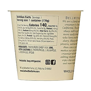 Bellwether Farms, Sheep Milk Yogurt, Plain, 6 oz