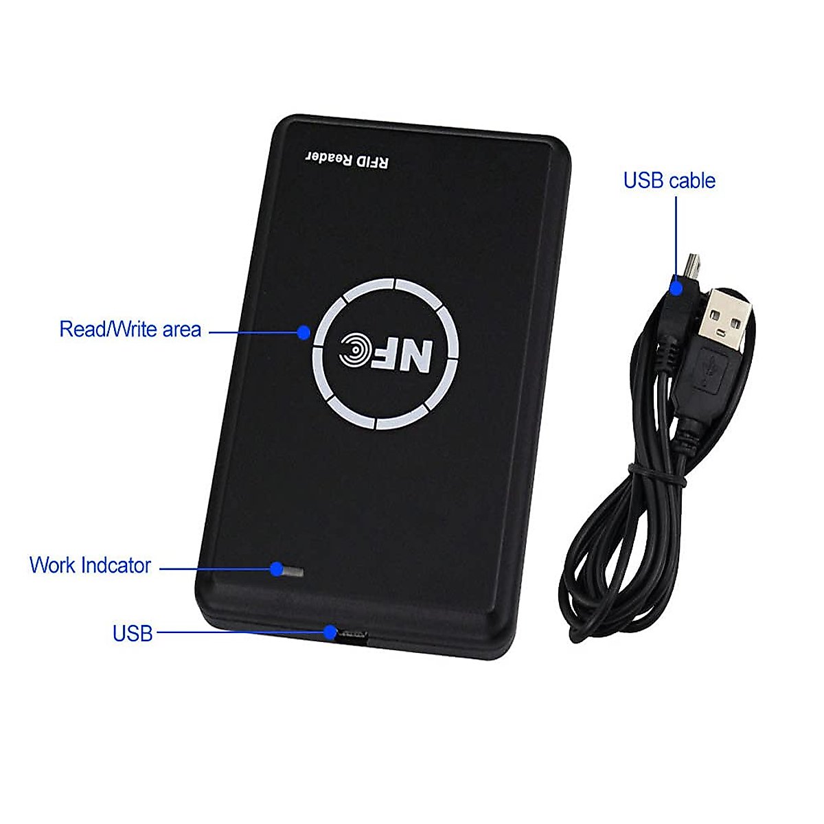 TO BE SECOND JASAG 13.56MHz IC Card Copier NFC Reader 125KHz RFID Reader Writer Duplicator Smart Card Programmer with IC Encrypted ID Composite Buckle Writable Key Fob Cards black NS106+3+3