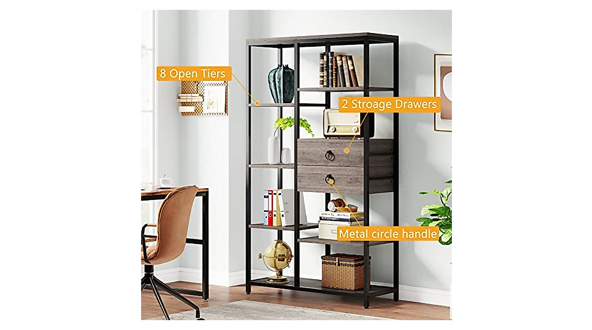 Tribesigns 5-Shelf Bookcase with Drawers - Elegant Storage