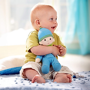 HABA Snug-Up Soft Plush Luis First Baby Doll 8" - Perfect Newborn and Infant Toy, Small Machine-Washable Baby Essentials, Ideal Boy Doll