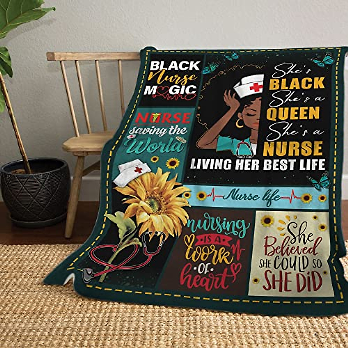 MUCHNEE Nurse Blanket Gift for Women Daughter, Nurse Throw Blanket, Nurse Gifts for Nurses Day, Birthday RN Gifts for New Nurses Nursing Students, Nurse Graduation Gifts, Nurse Practitioner Gifts