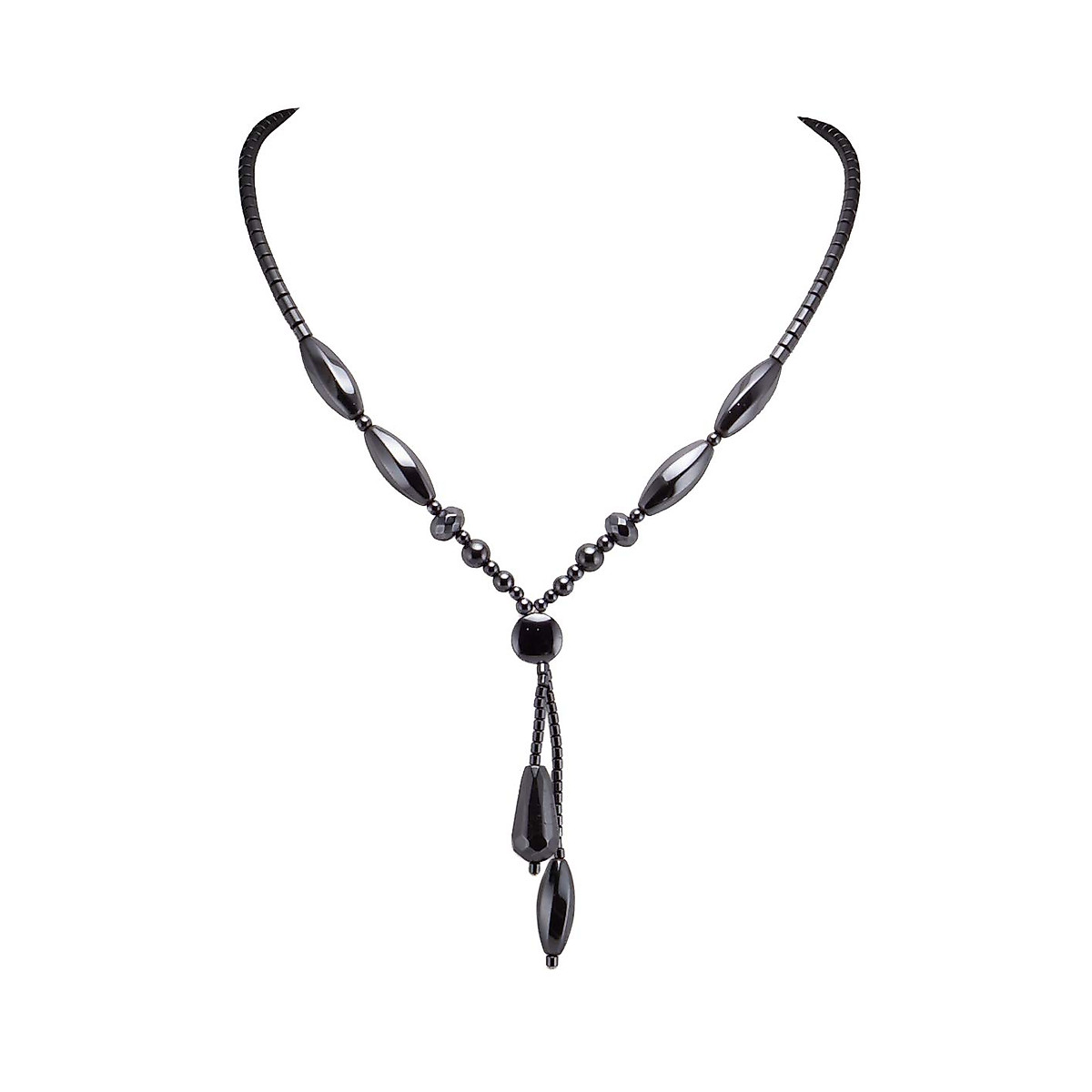 BlueRica Double Strand Drop Hematite Necklace with Designer Beads