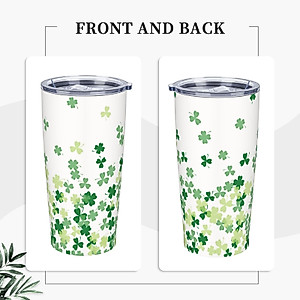 CHASOEA St Patrick's Day Tumbler 20oz Watercolor Shamrock Stainless Steel Insulated Tumblers with Lid and Straw Irish Clover Travel Coffee Mug Tea Wine Cups Water Bottle Holiday Gifts for Women