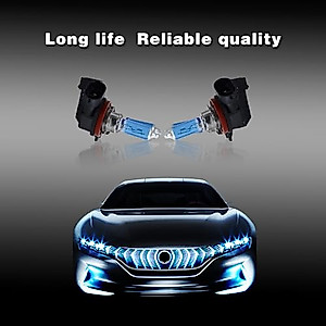 ZBGUN 2 PCS H11 Car Halogen Bulb, 12V 100W Quartz Glass Fog Light Set, Universal High Low Spotlight Replacement Accessories, Compatible with Most Cars, Motorcycles (White)