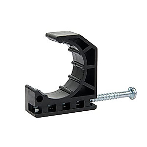 (Pack of 50) EFIELD Black Color Half Clamp Fixture, J-Hook with Nail For 3/4" PEX Tubing/Pipe Support (3/4 Inch)