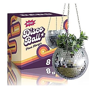DADO 8" Disco Ball Planter - Disco Planter for indoor plants- Disco Ball Plant Hanger - unique plant pots - Boho Disco Ball hanging planter - Planters for indoor plants - hanging pots disco ball decor