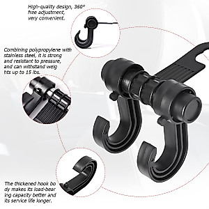 BELOMI 2PCS Car Seat Headrest Hook, 360° Adjustable Storage Double Hooks, Multi-Functional Swivel Organizer, Vehicle Backseat Hanger Interior Accessories for Handbag Purse Cloth Grocery