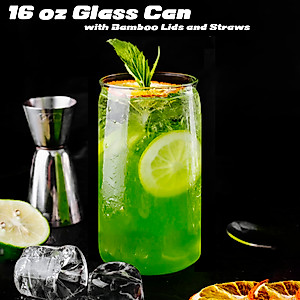 VACVOU 25 Pack 16oz Beer Can Glass with Lids and Straw, Can Shaped Glass Cups,Glass Cup,Beer Glasses Drinking Glasses Bulk (Transparent)