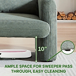 amervanito 60" Loveseat Sofa, Small Couches with Waist Pillows and Armrest, Corduroy Fabric Lounge Sofa for Small Space, Mid Century Modern Love Seat for Bedroom, Office & Living Room (Green)