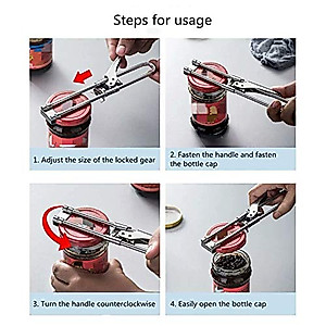 Adjustable Jar Opener, Adjustable Multifunctional Stainless Steel Can Opener Jar Lid Gripper, Manual Jar Bottle Opener Kitchen Accessories