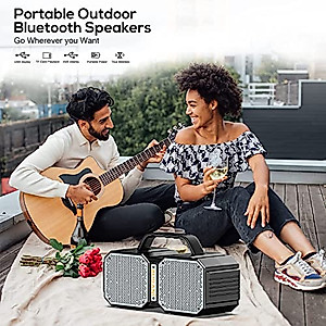 BUGANI Bluetooth Speaker, SHOCKW Portable Bluetooth Speaker, Bluetooth 5.3, Waterproof, Wireless Speakers, 60W Super Power, Outdoor Speaker, Black(New Model)