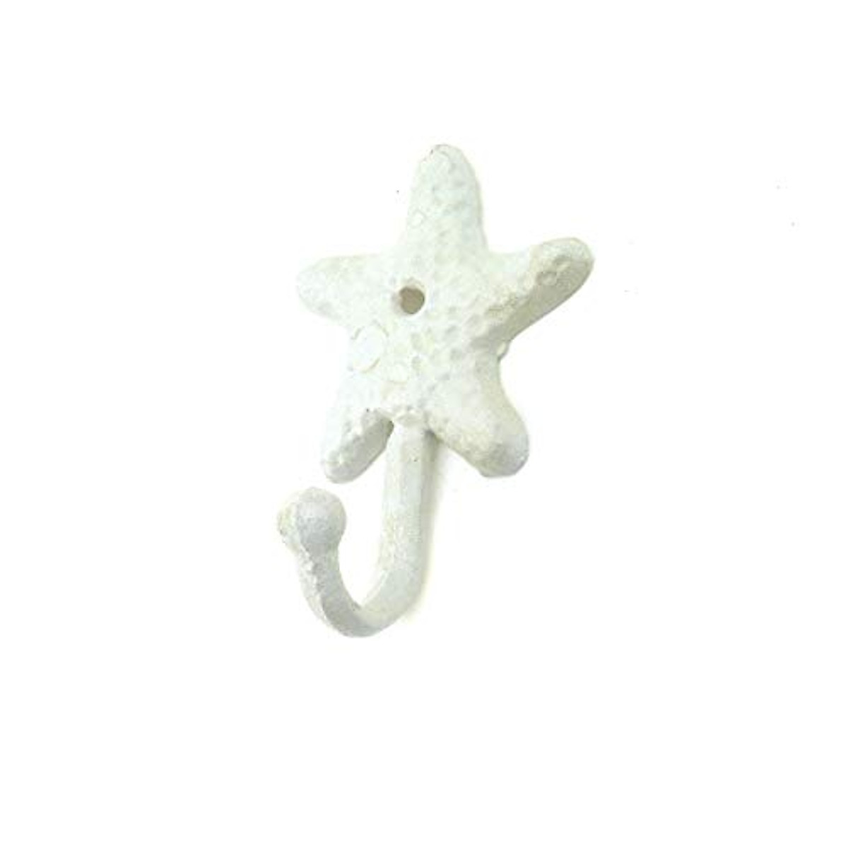 MY MIRONEY White Starfish Single Hook Sea Star Shaped Wall Hooks Coat Key Hat Towel Robe Hooks Wall Hangers Wall Mounted Decorative Hooks with Screws Pack of 3