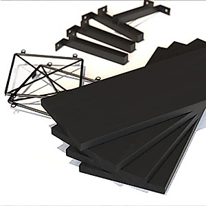 WOPITUES Floating Shelves Wall Mounted, Wood Bathroom Shelves with Extra Storage Shelf, Rustic Wall Shelves for Bathroom, Bedroom, Kitchen, Living Room, Plants - Black