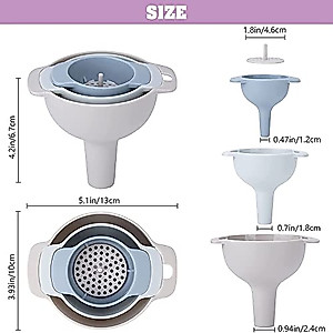 4 in 1 Kitchen Funnels for Filling Bottles, Kitchen Funnels with Detachable Strainer Filter, BPA-Free Food Grade Oil Funnel, Suitable for All Kinds of Solid Food and Liquid