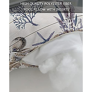 Prime Leader Recliner Head Pillow Ledge Loungers Chair Pillows with Insert Watercolor Sea Life Octopus Starfish Wood Grain Lumbar Pillow with Adjustable Strap Outdoor Waterproof Patio Pillows, 2 PCS