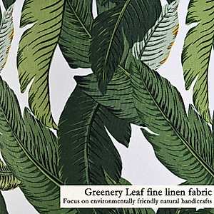 Tropical Lamp Shades - Natural Burlap Drum Lampshades with Greenery Leaf Print - 13" Top x 13" Bottom x 10" High - Ideal for Table & Floor Lamps - Hand Crafted - Farmhouse Decor - Assembly Required