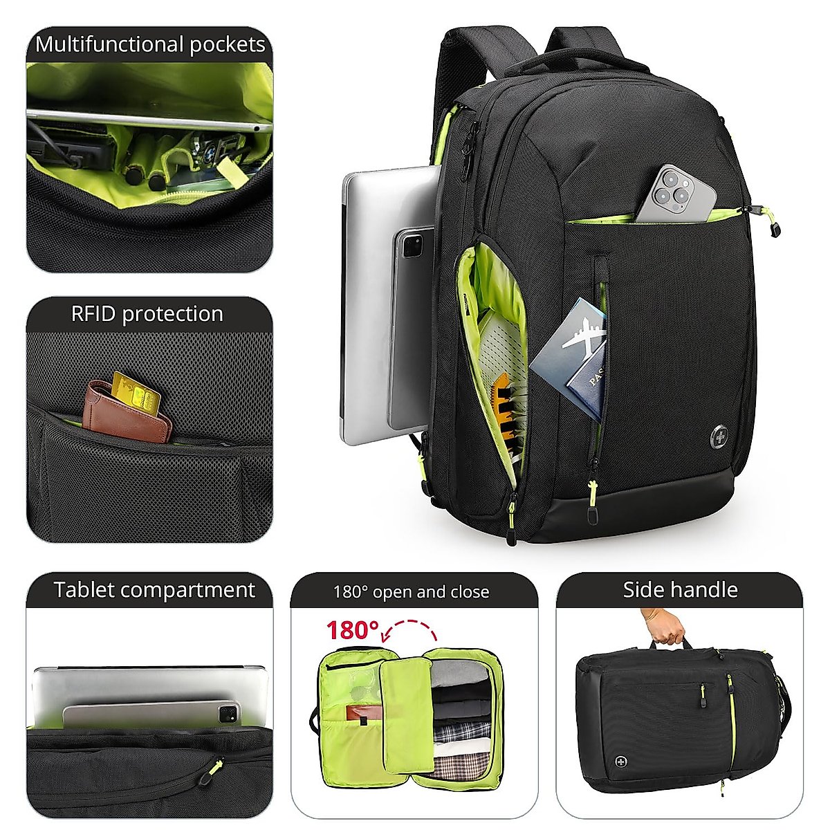 Swissdigital Design JAVA large travel backpack for men，17 Inch large Laptops Backpack with USB Charging Port，Carry on Business Backpack With RFID Protection