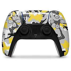 WraptorSkinz Skin Wrap compatible with Sony PS5 DualSense Controller Sexy Girl Silhouette Camo Yellow (CONTROLLER NOT INCLUDED)