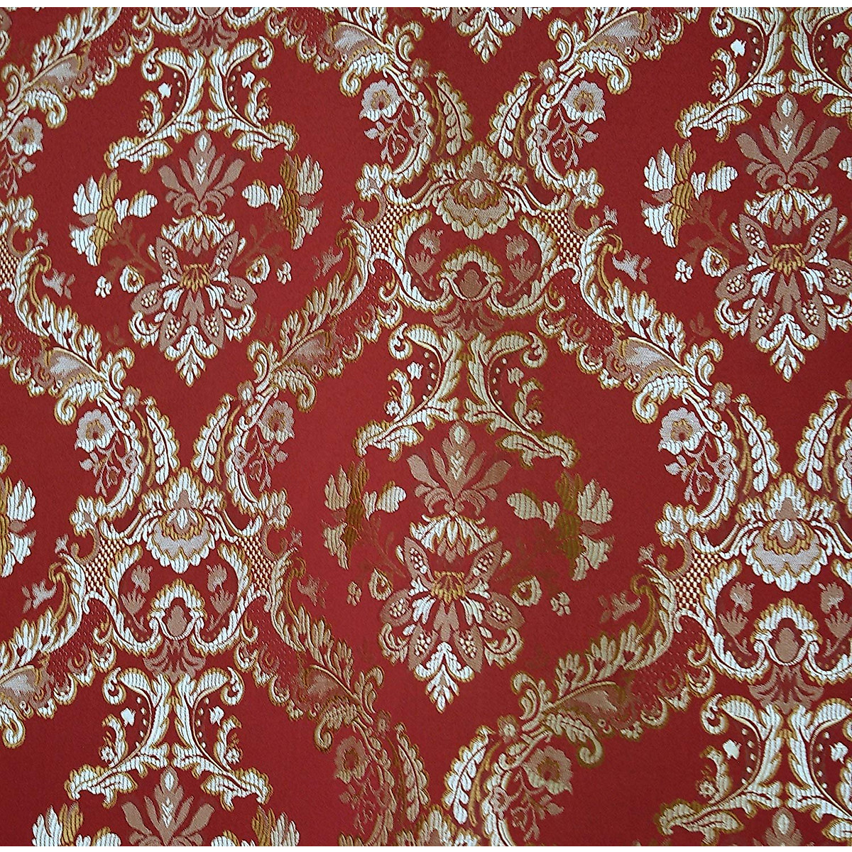 Damask Upholstery and Drapery, Jacquard Fabric Sold by The Yard (Burgandy)