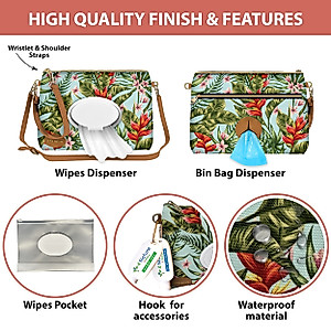 4 Nature Diaper Clutch Bag, Lightweight, Water Resistant and Bag Dispenser with Wipes Holder and Adjustable Straps for Cross Body (Tropical Paradise)
