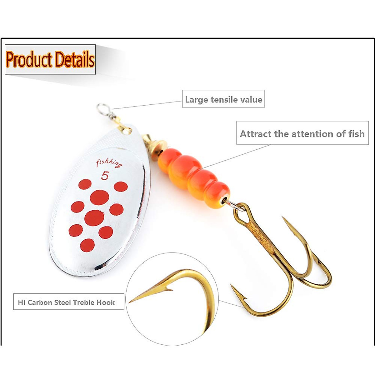 LOVEPET Fishing Bait,Color Lures Sub-Rotating Sequins,Fake Bait,Bionic Bait, Squid Hard Bait, Lure Bait,Three Hook,Fishing Tackle,5 Pcs