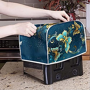 Dolyues 4 Slice Slot Toaster Cover Butterfly Print Bread Toaster Cover Bakeware Protector Bread Toaster Oven Cloth Cover Dust Protection Washable Appliance Cover