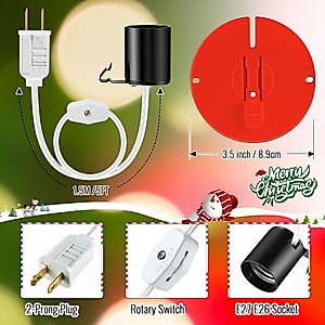 Meonum Blow Mold Light Kit Replacement for MB48, E26 E27 Medium Base Single Light Cord Kit w/Switch, for Blow Mold Plastics Indoor Outdoor Halloween Christmas Village House Decor(1 Pack,Red)