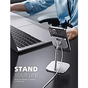 Lamicall Phone Stand for MagSafe Charger - Adjustable Aluminum Charging Holder Dock Cradle for Desk 360° Rotation, Compatible with Apple iPhone 14 Plus 13 12 Mini, Pro, Pro Max[MagSafe Not Included]